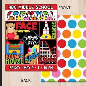 Editable Carnival Fundraiser Flyer | Carnival Poster Event Invitation ...