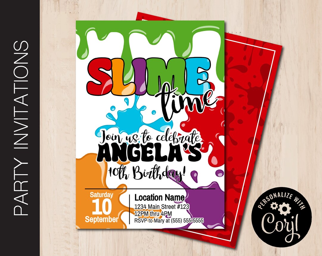 Editable SLIME Party Invitation Slime Fun Jump Party Kids Party Slime ...