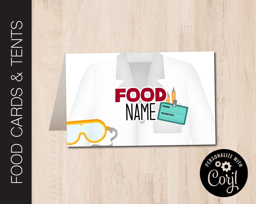 Editable MAD SCIENCE Party Food Label Tents Science Party Food Placards ...