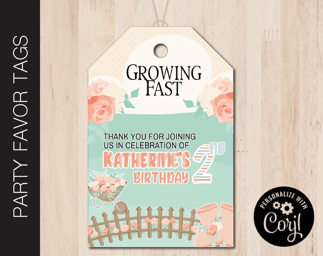 Printable GROWING Party Favor Tags | Party Gift Tag | Goodie Bag Tag ...