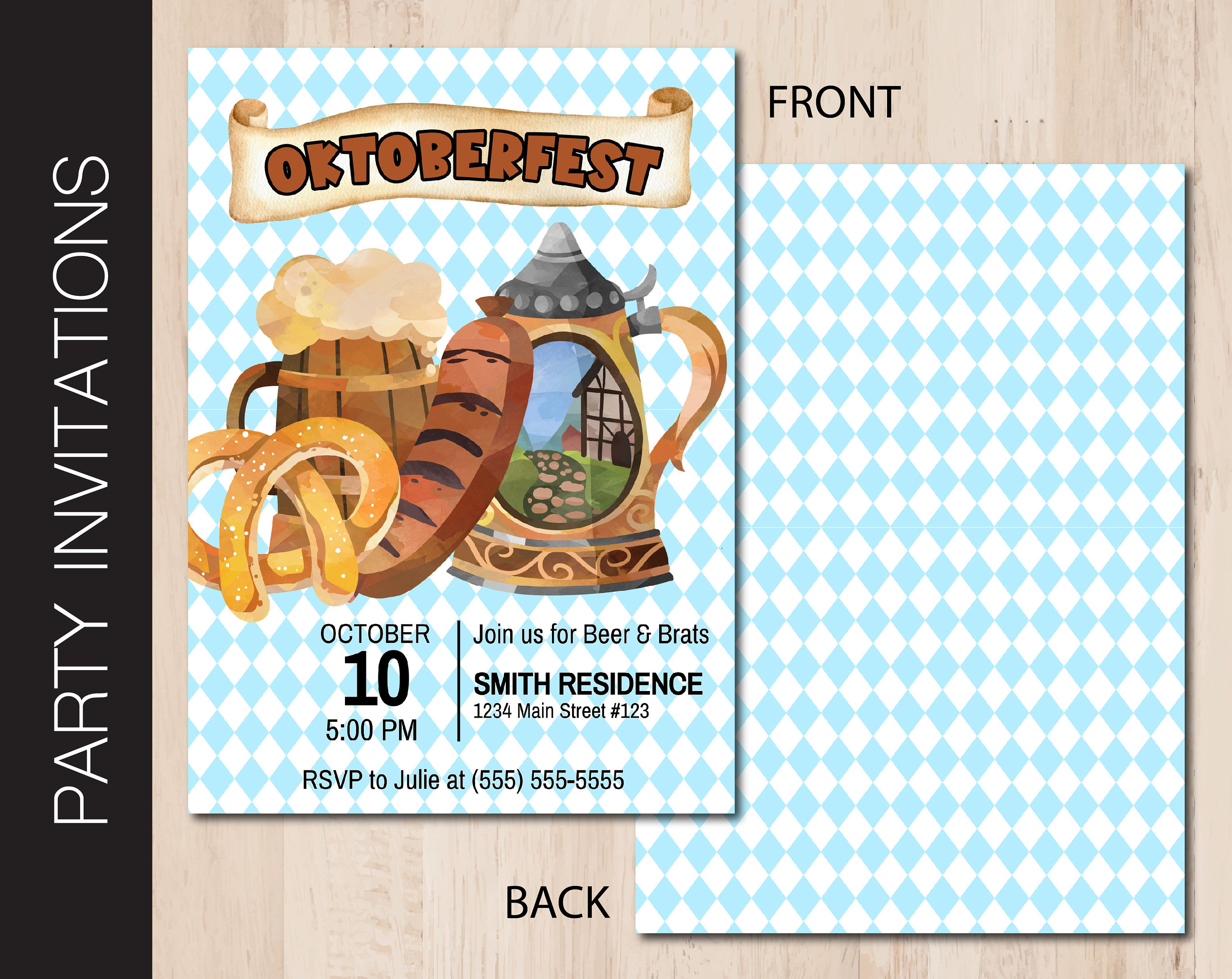 Editable OKTOBERFEST Themed Party Invitation | Brats and Beer | German ...