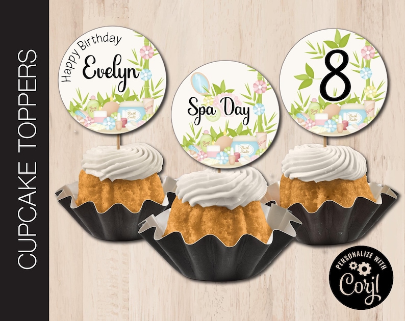 Printable SPA Party Cupcake Topper | Birthday Party | Food Picks Decor ...