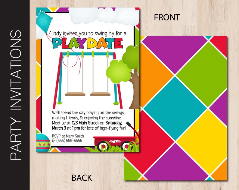 Editable SWING by PLAYDATE Invitation | Kids Get Together | Playtime ...