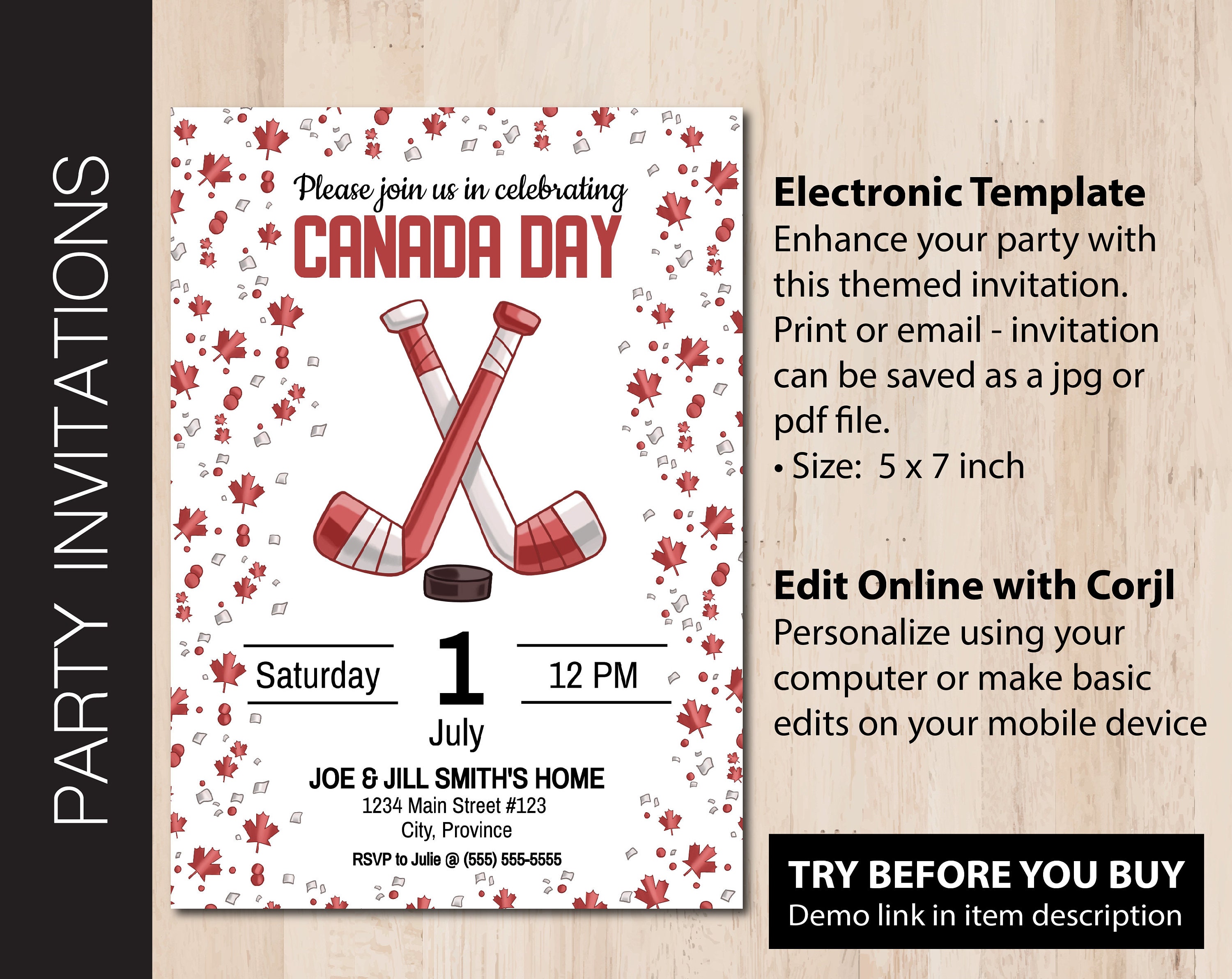 Editable CANADA DAY Party Invitation | Canada Day BBQ Invite | Canada ...