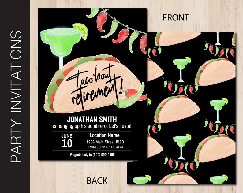 Editable TACO 'BOUT Retirement Party Invitation | Retirement Fiesta ...