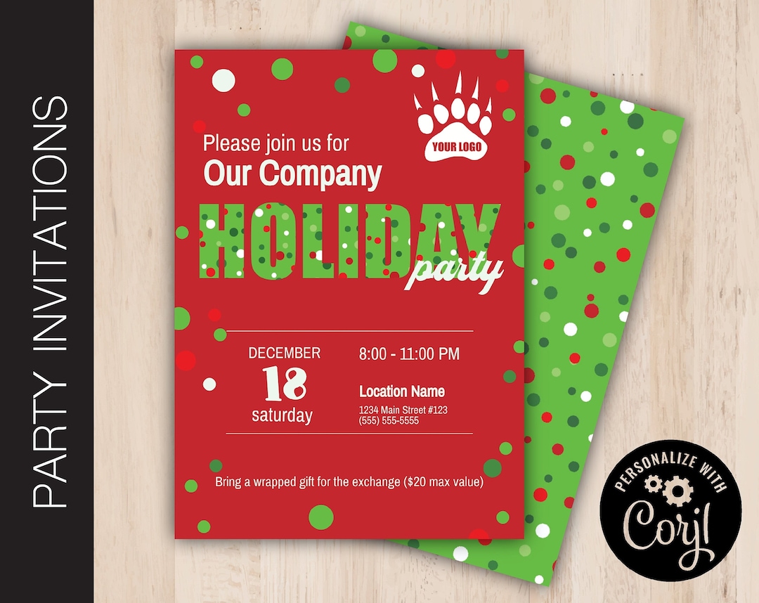 Editable COMPANY Holiday Party Invitation | Team Christmas Party ...