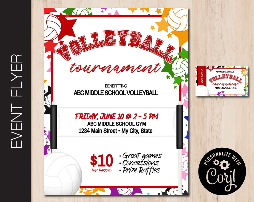 Editable Volleyball Tournament Flyer | Custom Volleyball Event ...