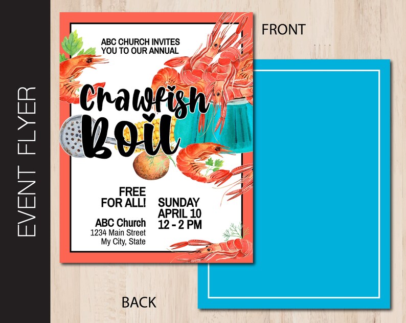 Editable Crawfish Boil Fundraiser Flyer | Custom Crawfish Boil Event ...