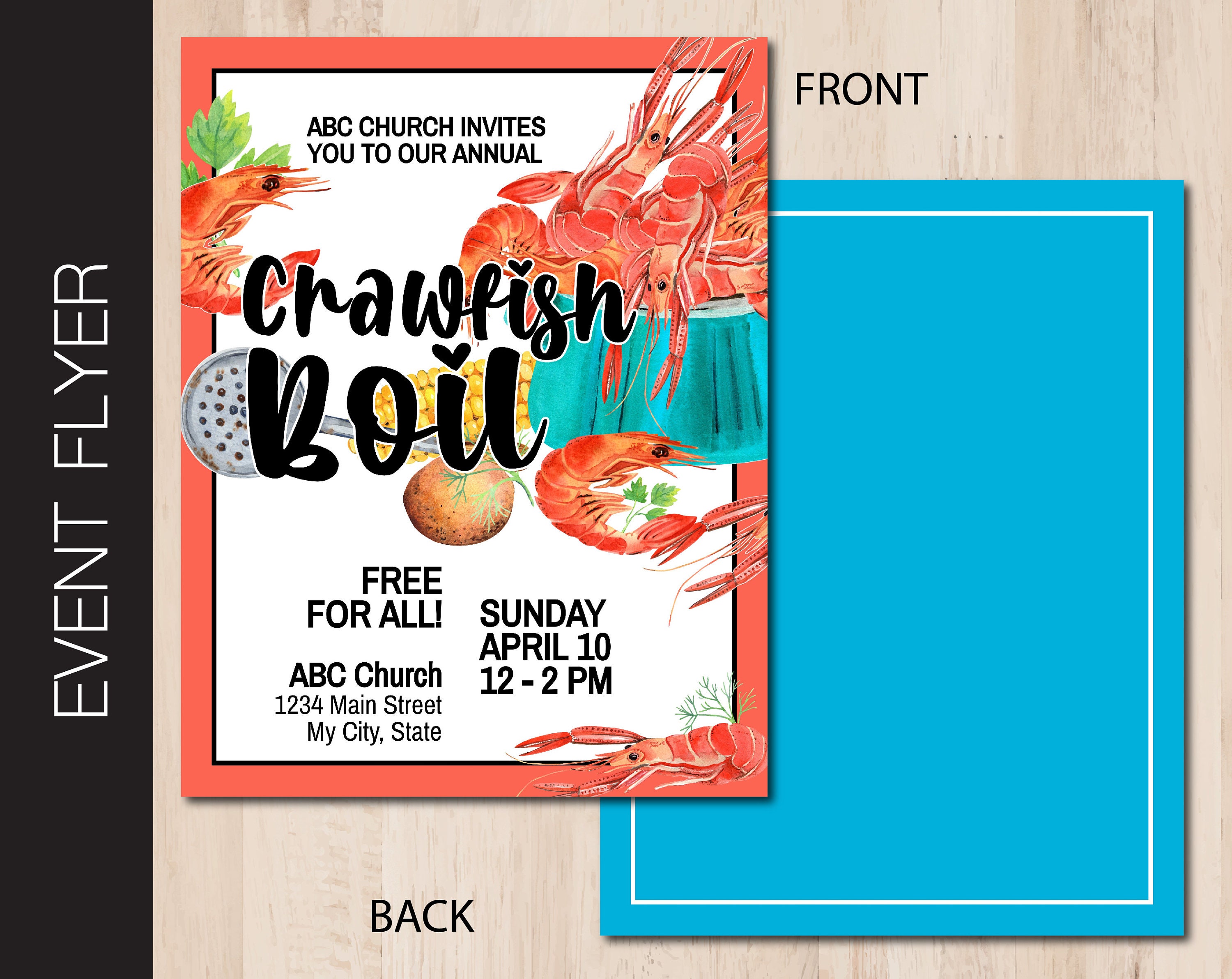 Editable Crawfish Boil Fundraiser Flyer | Custom Crawfish Boil Event ...