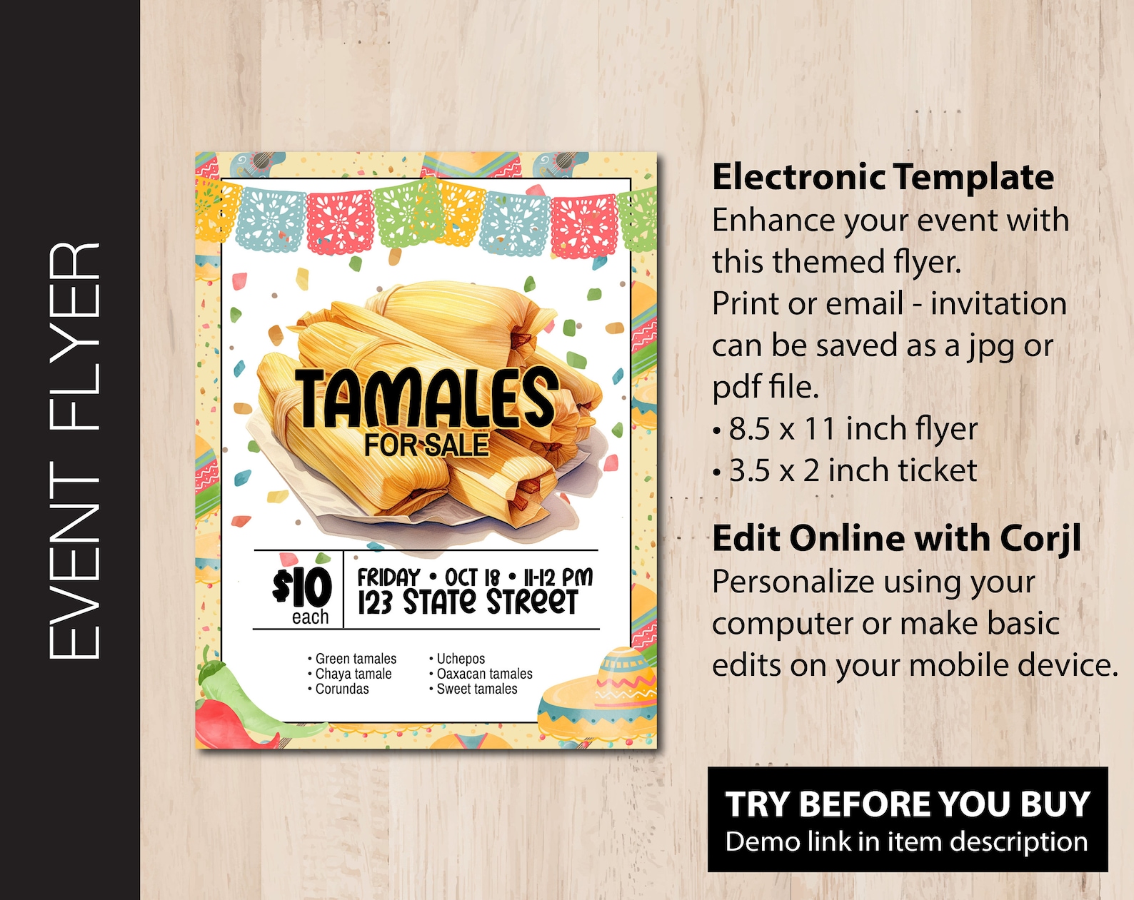 Editable Tamale Sale Flyer | Custom Tamales for Sale Event Invitation ...