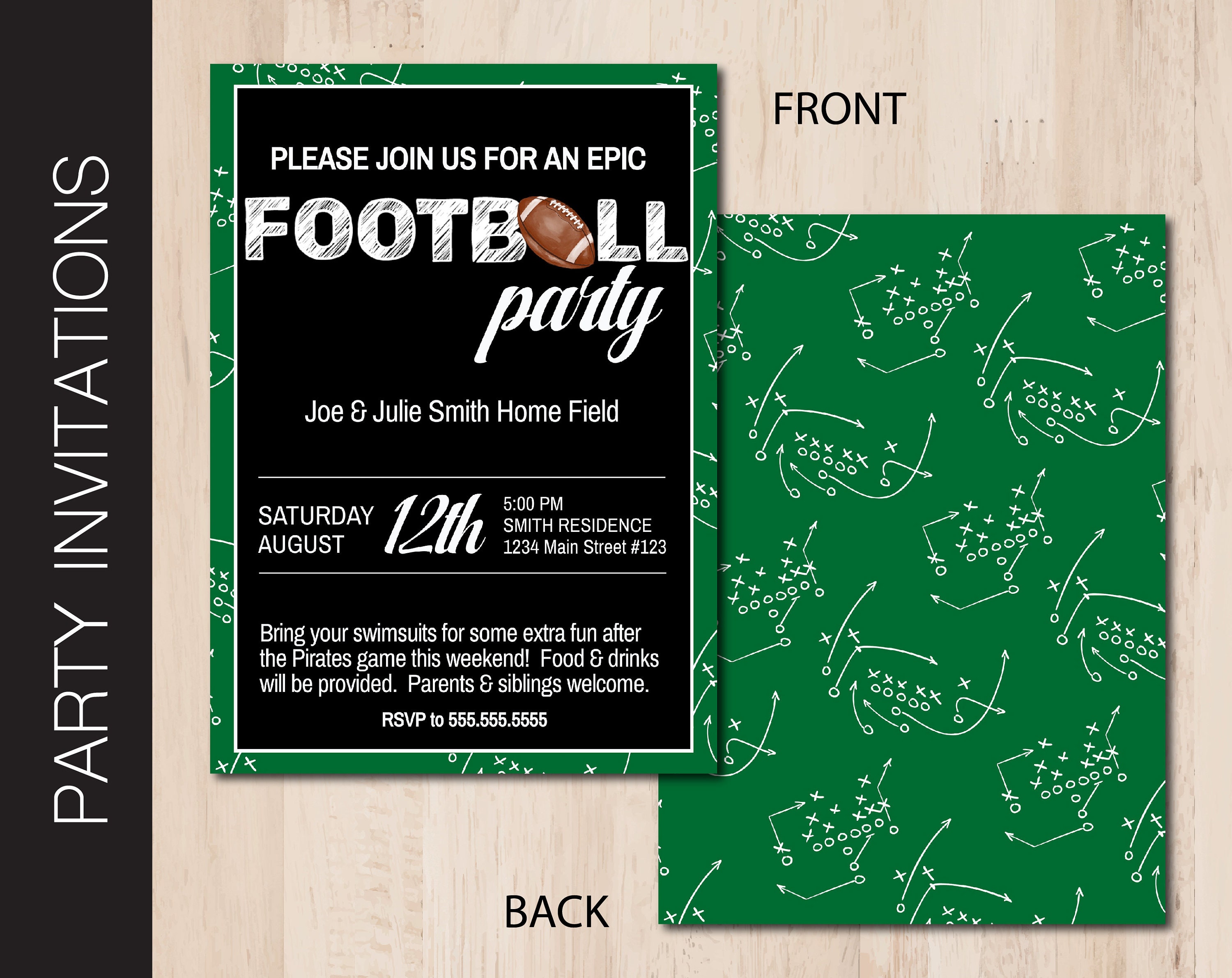 Editable FOOTBALL Party Invitation | Football Team Invite | Game Day ...