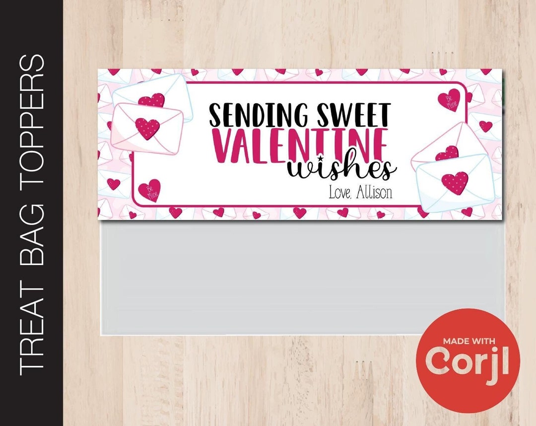 Editable VALENTINES DAY Treat Bag Topper | Candy Bag | Cupid Day Goodie ...