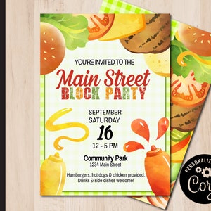 Editable NEIGHBORHOOD BLOCK Party Invitation Barbecue - Etsy