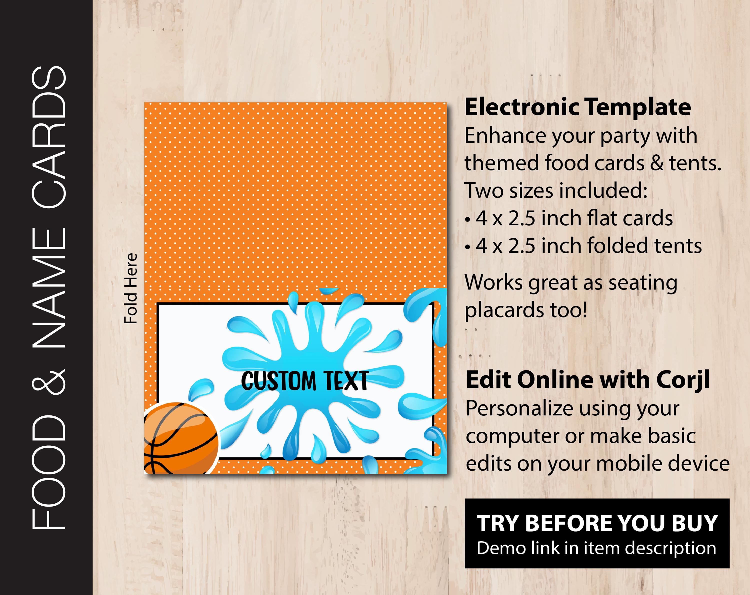 Editable BASKETBALL POOL Party Food Label Tents | Party Food Placards ...