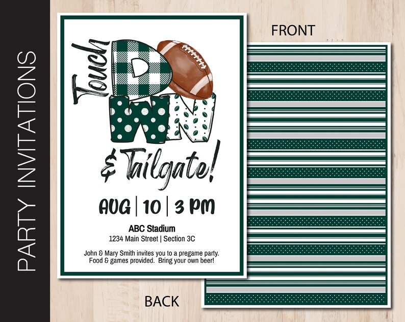 Editable TOUCHDOWN & Tailgate Party Invitation Game Day Football Invite ...