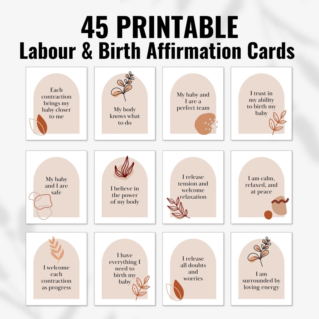 45 Printable Birth Affirmations, Positive Affirmation Cards for ...