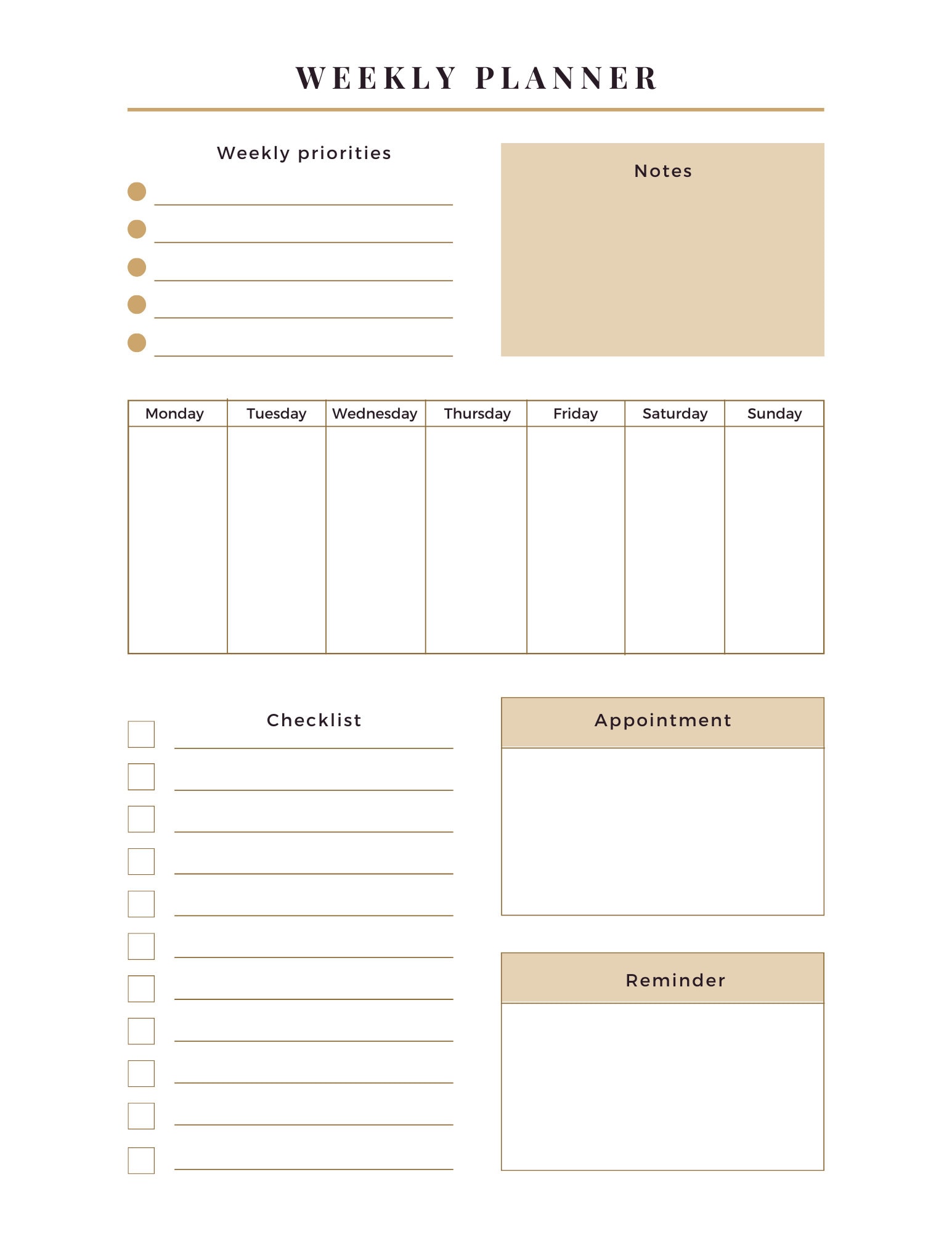 Weekly Planner Sheet, Digital Planner Sheets, Printable Planners - Etsy