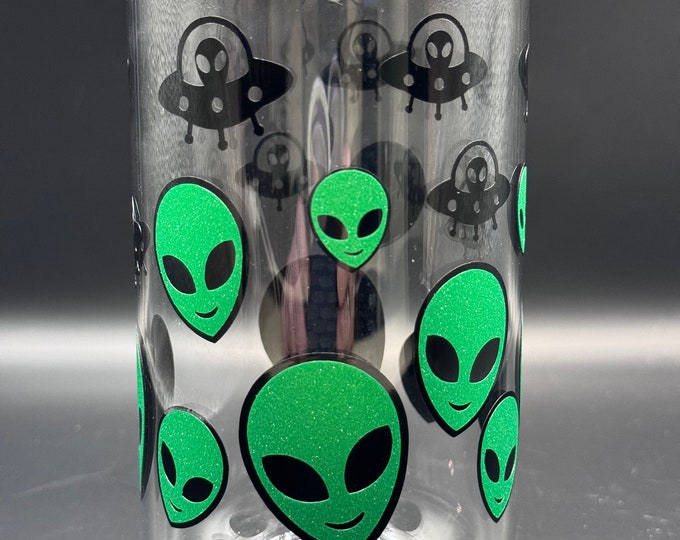 Alien Cup Now With More Aliens, Glass Can Cup, Glass Can Tumbler, Glass ...
