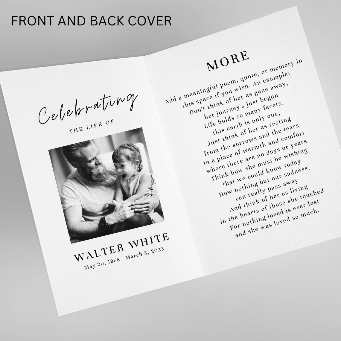 Funeral Program Template, Printable Funeral Memorial Program, Order of ...