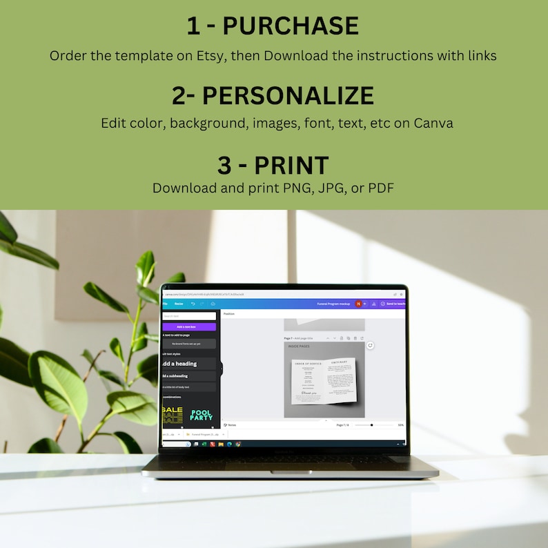 Funeral Program Template, Printable Funeral Memorial Program, Order of ...