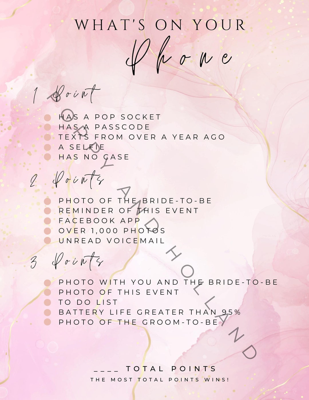 Bridal Shower Game, What's on Your Phone, Instant Download, Minimalist ...