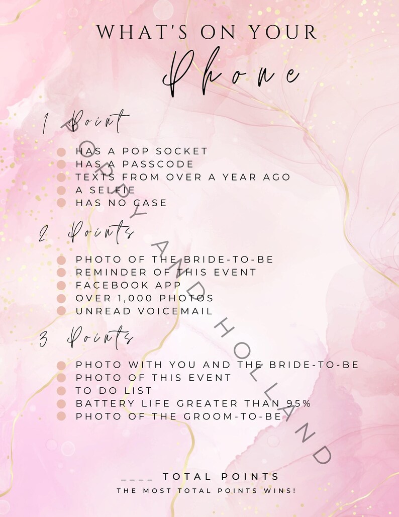 Bridal Shower Game, What's on Your Phone, Instant Download, Minimalist ...