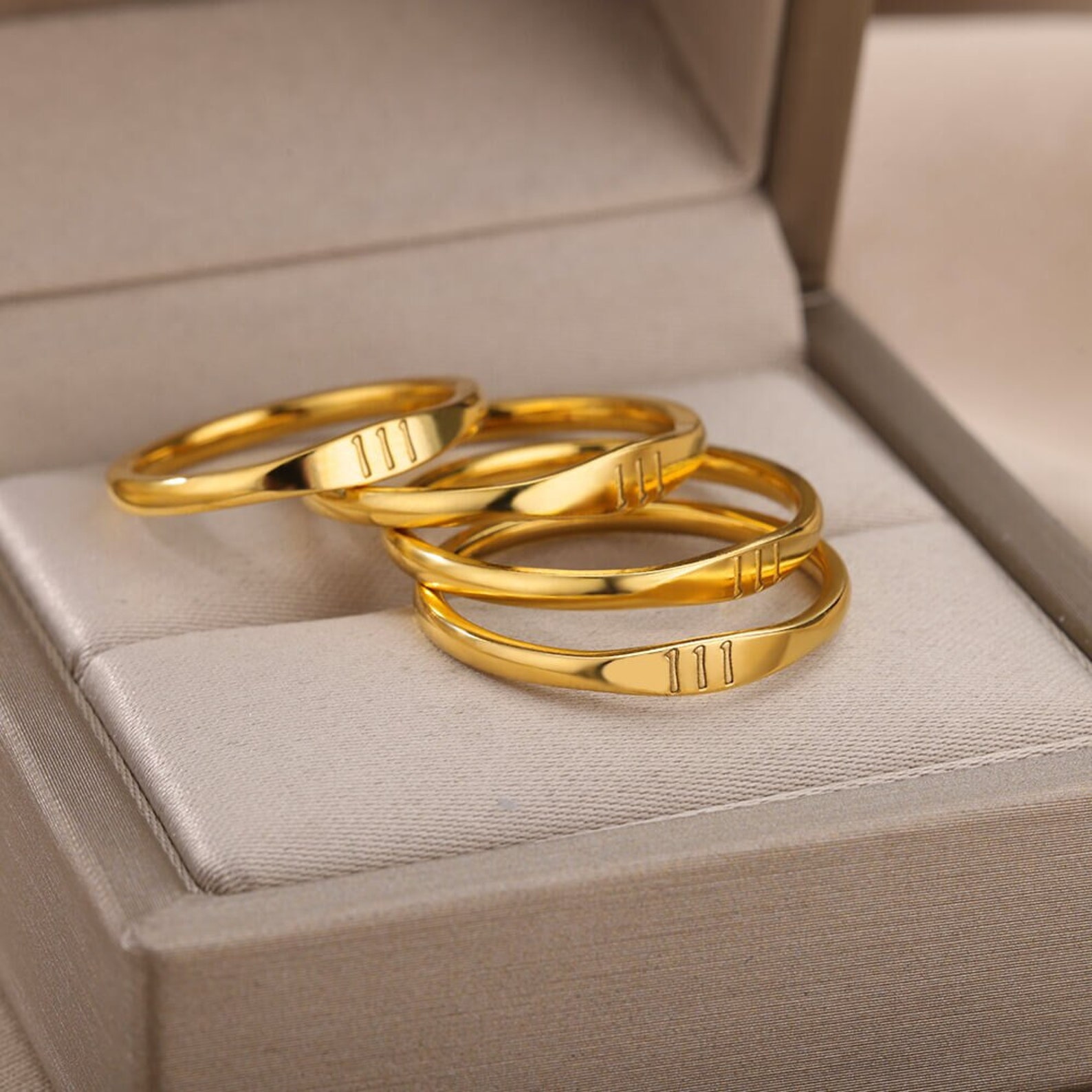 Angel Number Ring - 111, 222, 333, 444, 555, 777, 888, 999. Gold Angel ...