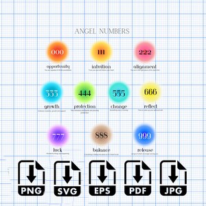 Angel Numbers With Meanings Digital Download - PNG - SVG - PDF High ...
