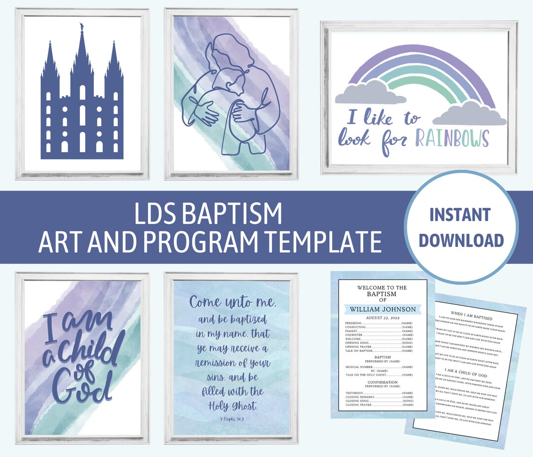 LDS Baptism Printable | LDS Editable Baptism Program | LDS Baptism Art ...