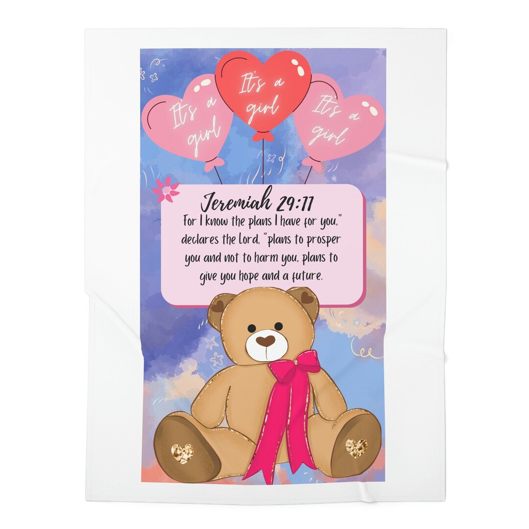 Custom Creation, It's a Girl Teddy Bear With Balloons, Scripture to ...