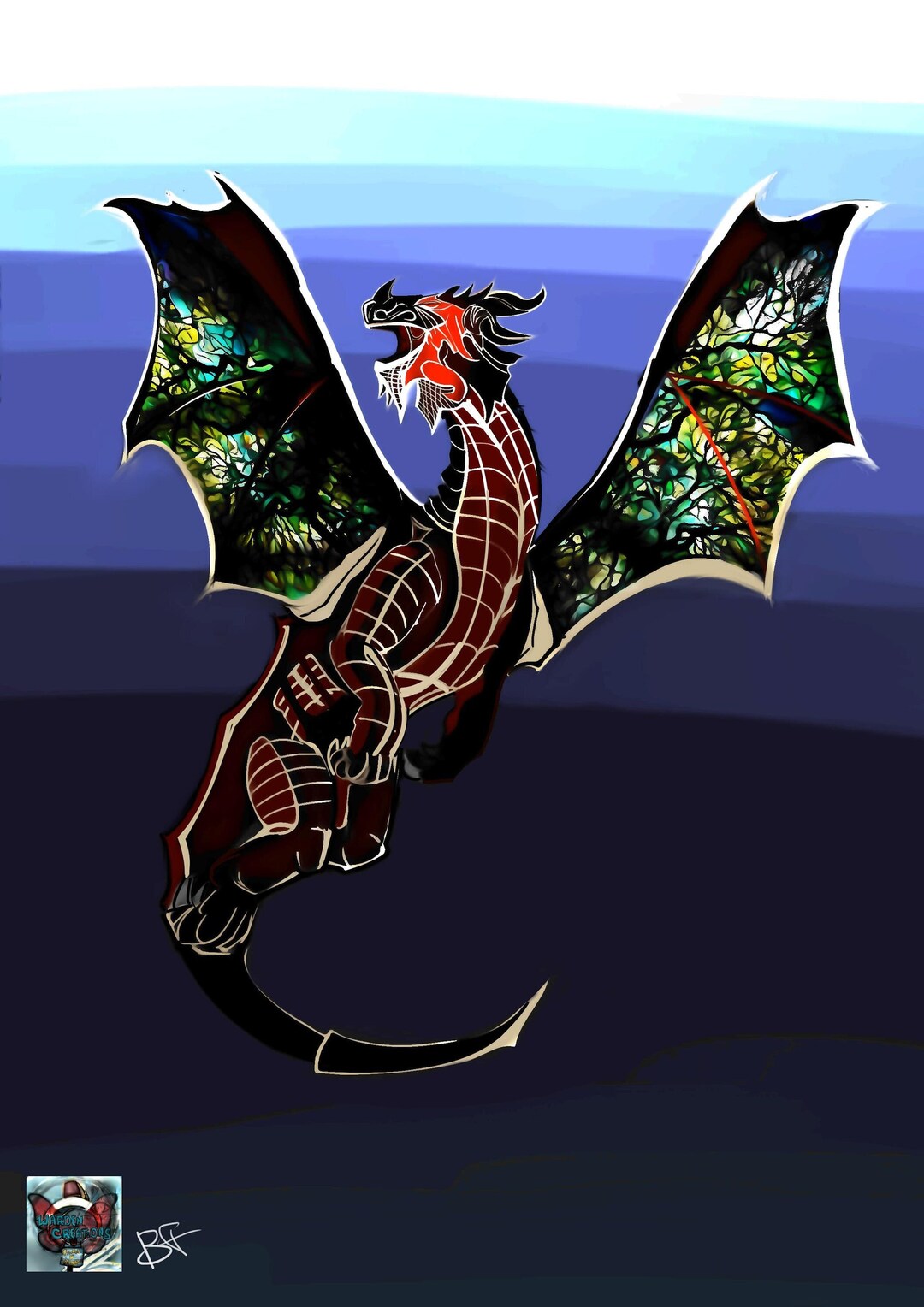 Title: Brick Dragon With Stained Glass Wings Digital Print - Etsy