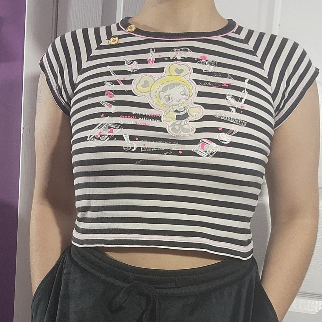 Mezzo Piano Y2K Berrie-chan Striped Baby Crop Tee - Etsy
