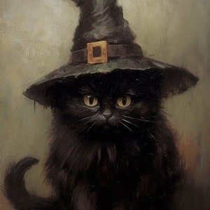Halloween Printable Wall Art Black Cat Halloween Rustic Print - Etsy