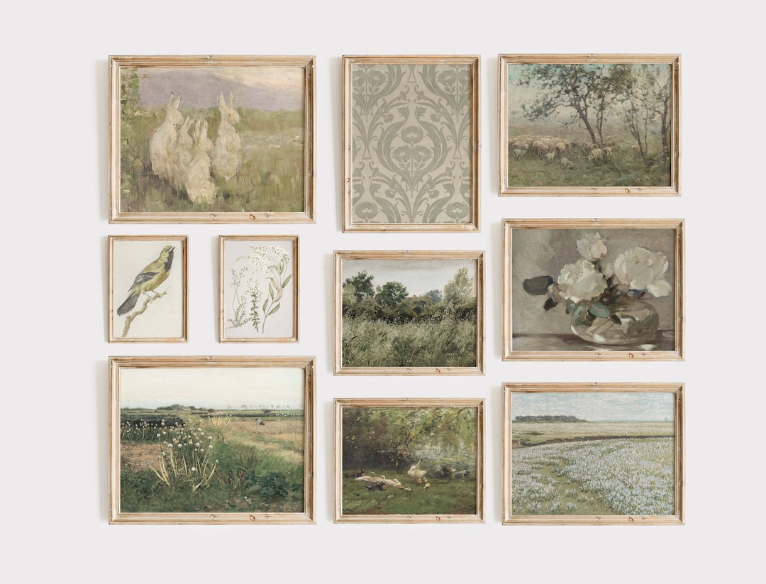 Vintage Cottagecore Gallery Wall Set | Neutral European Prints (digital ...