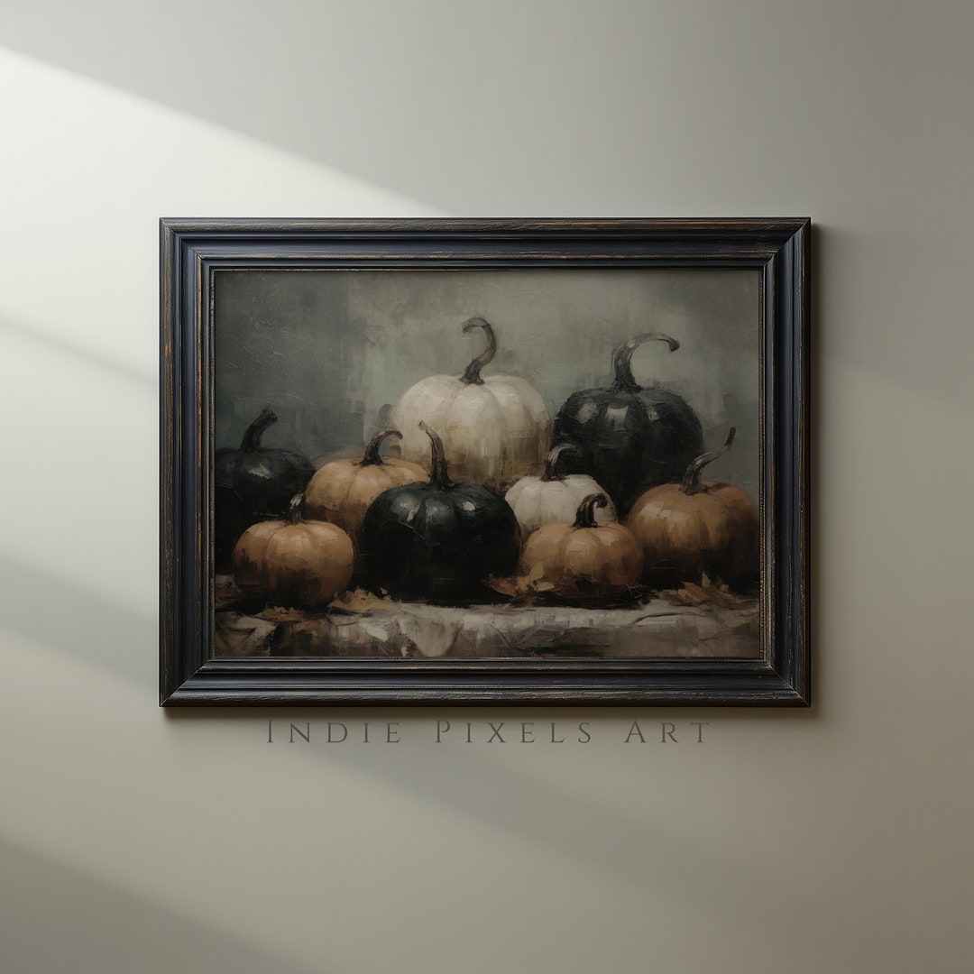 Printable Rustic Halloween Pumpkins Digital Print Moody Halloween Wall ...