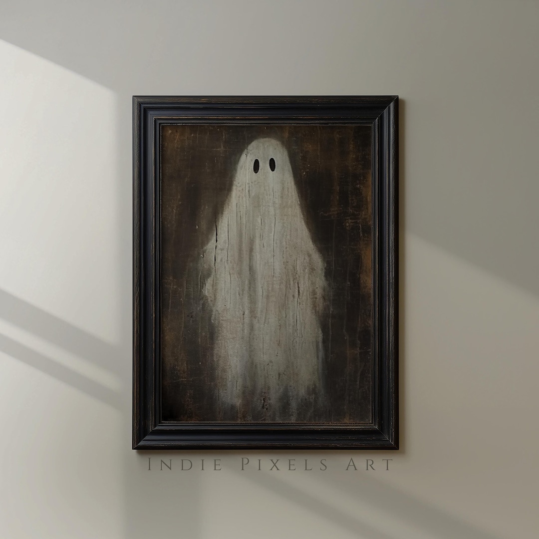 Halloween Art Cute Ghost Painting Printable Halloween Decor, Primitive ...