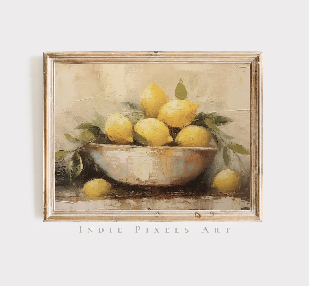 Kitchen Decor Still Life Painting Fruit Wall Art Lemons Painting Fruit ...
