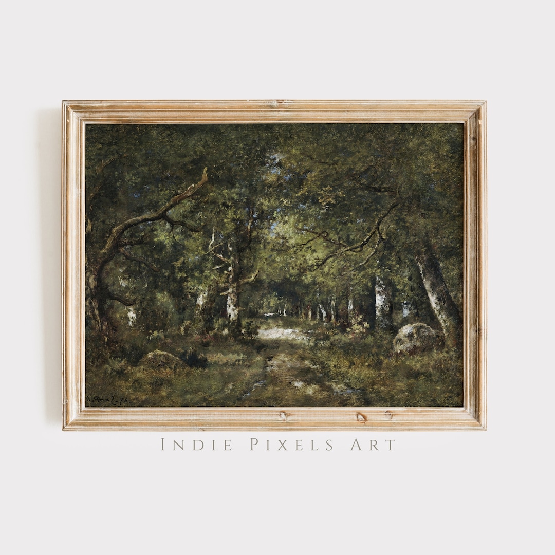 Rustic Country Landscape Wall Art Print Vintage Forest Landscape ...