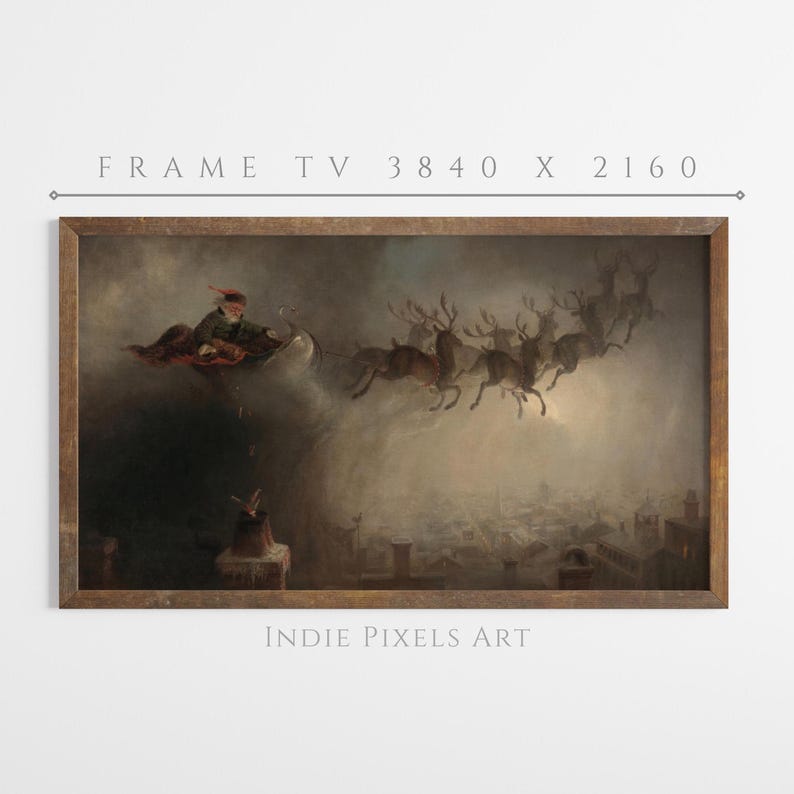 Vintage Santa Sleigh Christmas Frame TV Art (digital Download) - Etsy