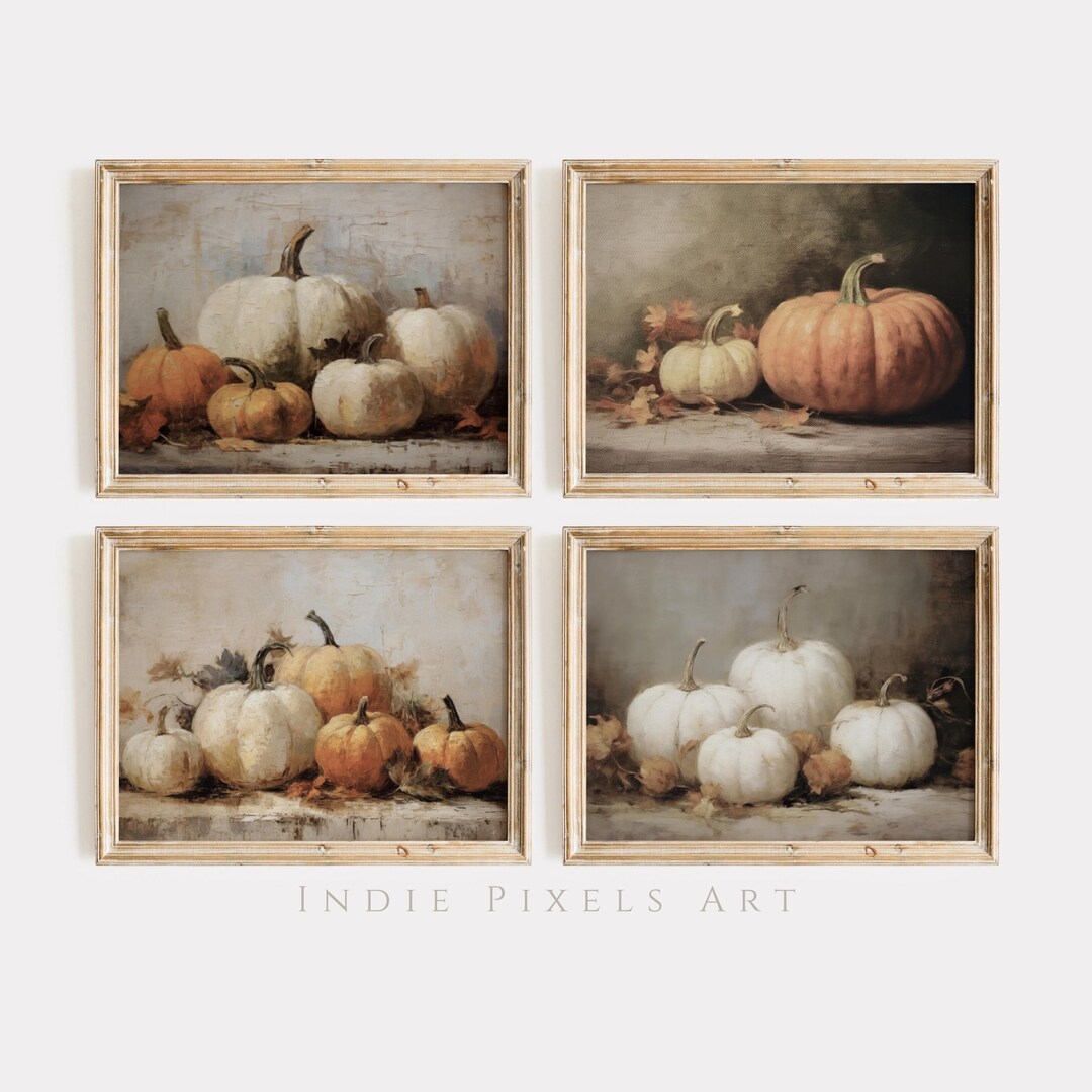 Fall Wall Decor Printable Pumpkin Gallery Set of 4 Prints | Rustic ...