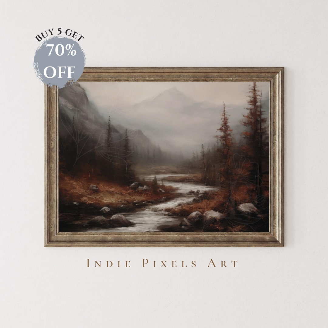 Landscape Print Rustic Mountain Lodge Decor Painting Cabin Decor Rustic ...