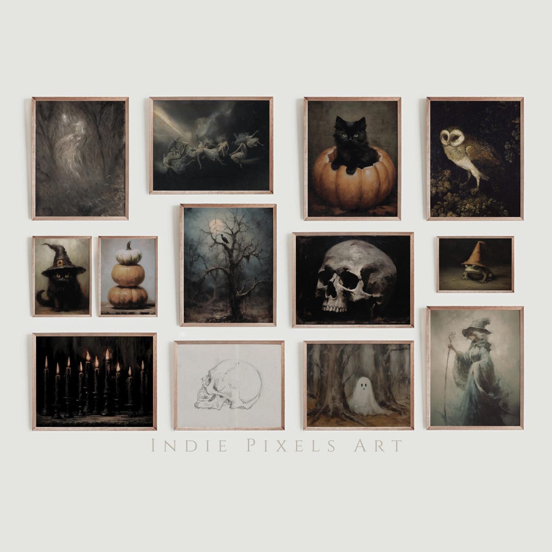 Vintage Halloween Art Prints, Gallery Wall Set of 13 (digital Download ...