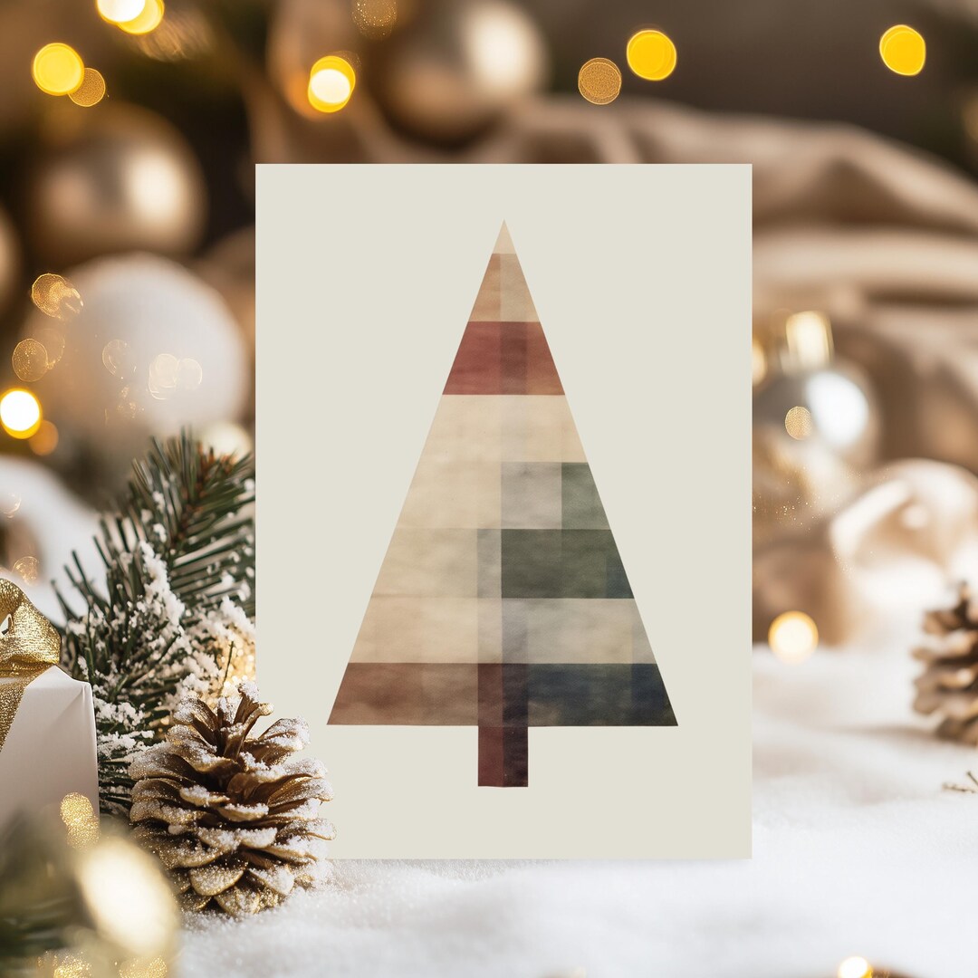 Modern Christmas Tree Card: Printable Vintage Art (PDF & JPG) - Etsy