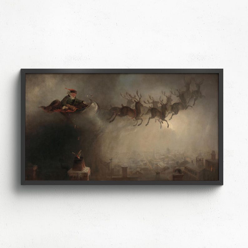 Vintage Santa Sleigh Christmas Frame TV Art (digital Download) - Etsy