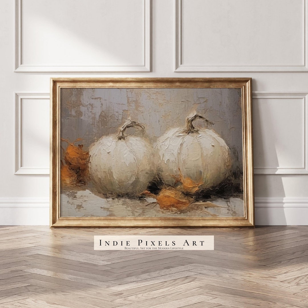 Rustic Fall Decor Printable Wall Art Pumpkin Still Life Painting Fall ...