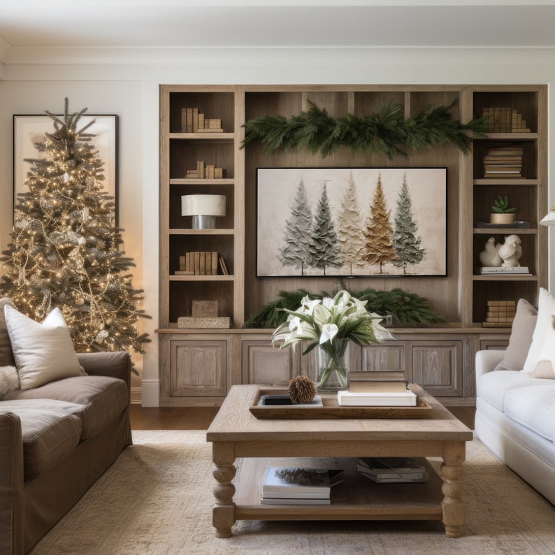 Rustic Christmas Tree Art | Samsung Frame TV, Farmhouse Decor (digital ...