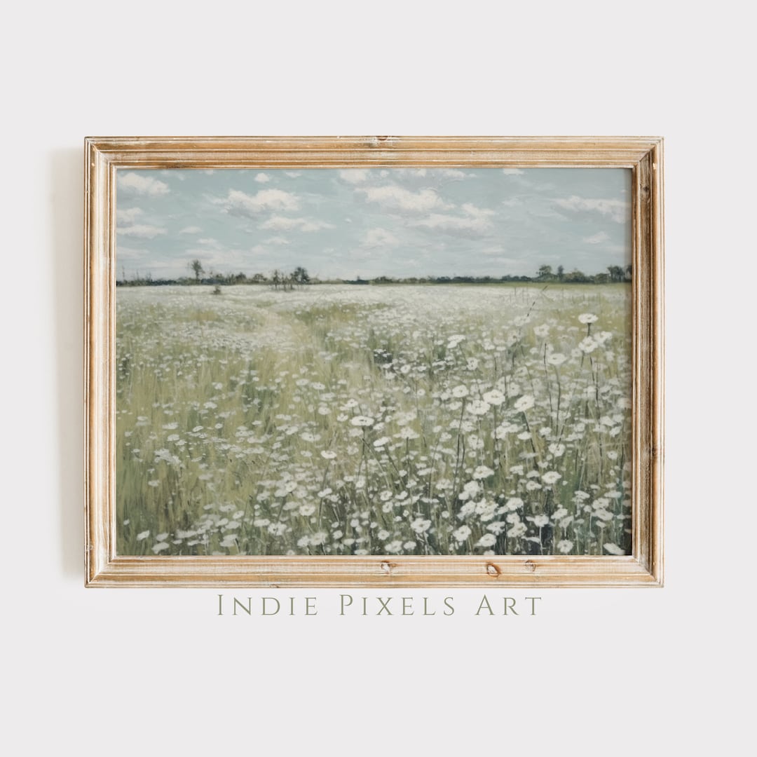 Spring Meadow Painting Wildflower Field Spring Landscape Print Painting ...