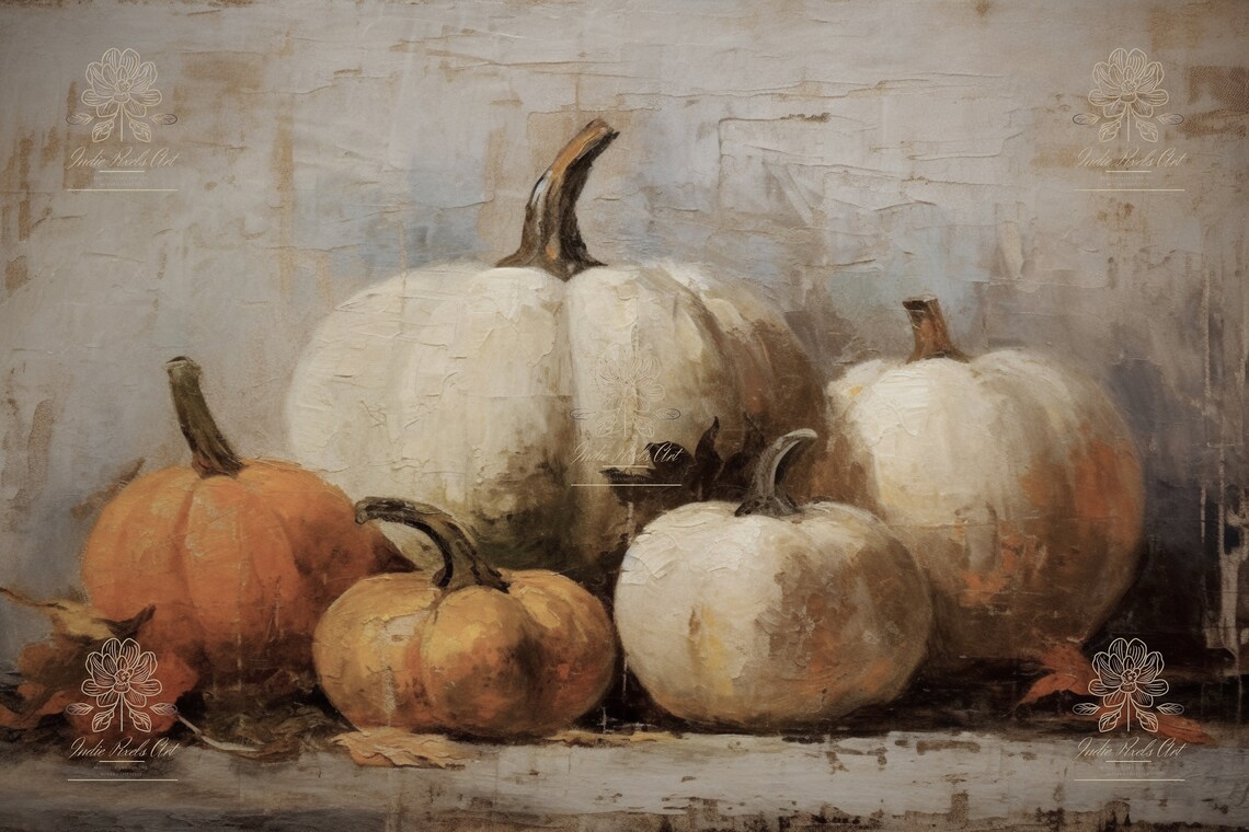 Fall Wall Decor Printable Pumpkin Still Life Painting Rustic - Etsy Canada
