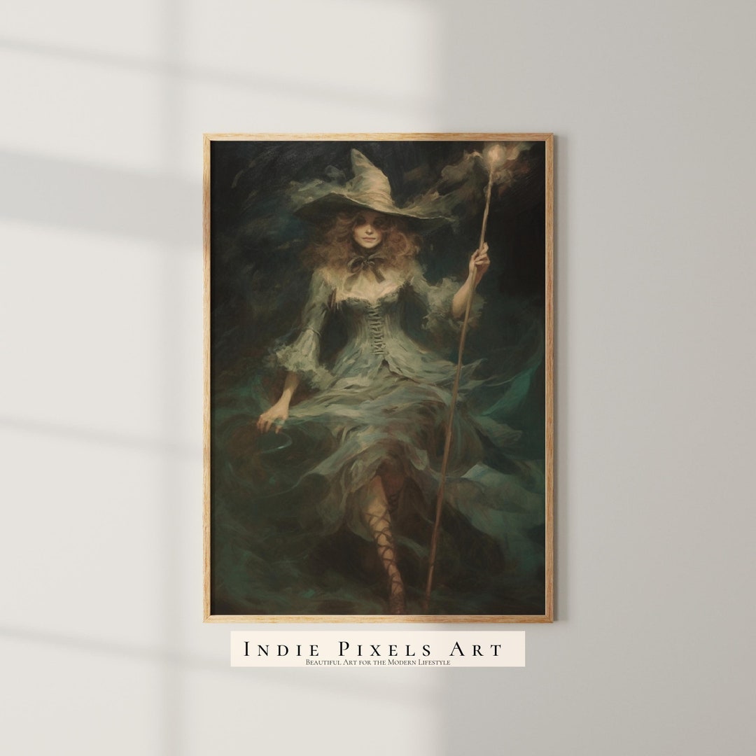 Whimsigoth Witch Art Print | Vintage Halloween Decor (digital Download ...