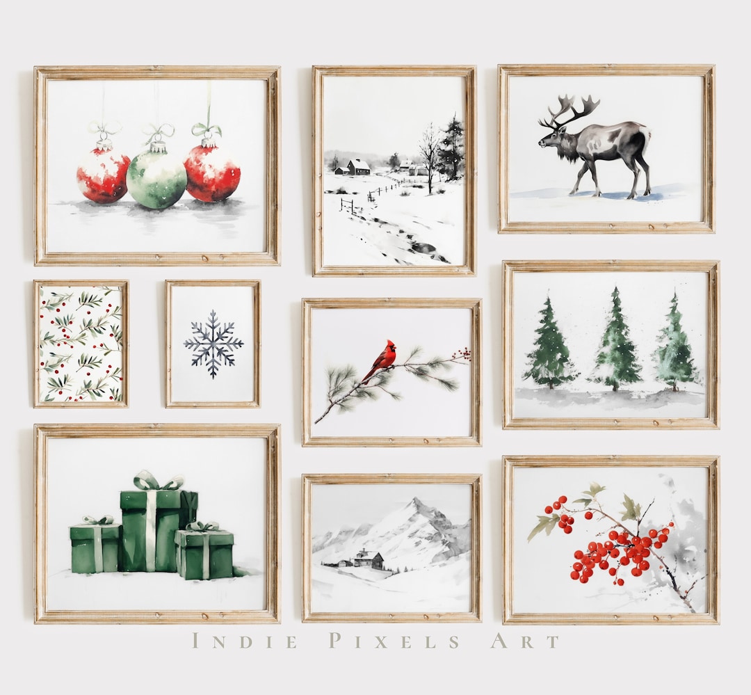 Modern Christmas Decor Printable Art Gallery Wall SET of 10 Winter ...